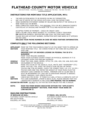 Fillable Online flathead mt Instructions for Montana Title Application ...