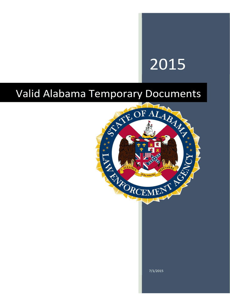 AL Valid Temporary Documents 2015 Fill And Sign Printable Template 