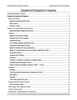 Fillable Online colorado Inpatient/Outpatient Hospital Billing Manual ...
