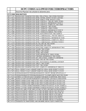 Fillable Online chfs ky Hcpc codes allowed for chiropractors - chfs ky ...
