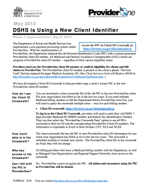 Fillable Online hca wa DSHS is Using a New Client Identifier - hca wa ...