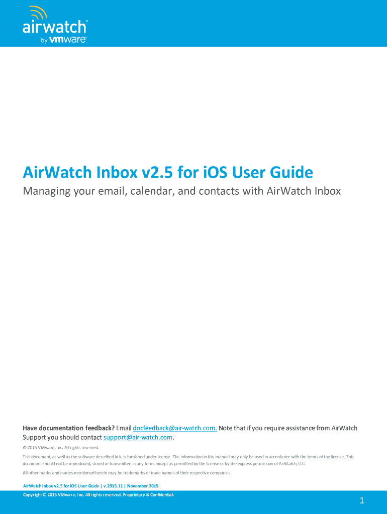 Fillable Online www2 ed AirWatch Inbox for iOS User Guide Fax Email Print - pdfFiller