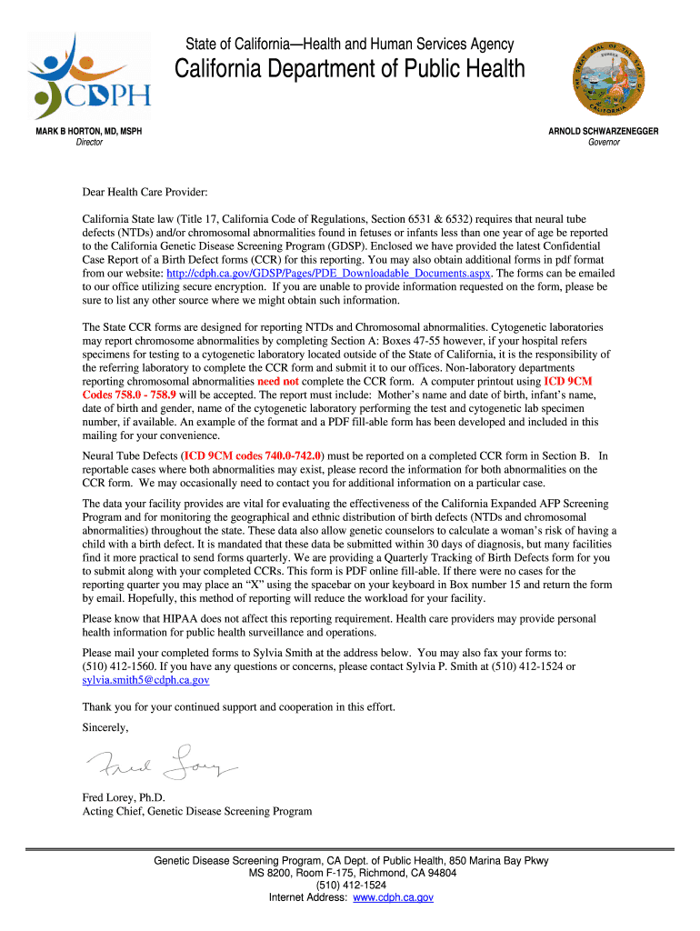 Fillable Online cdph ca DHS Letterhead - California Department of ...