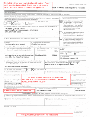 Fillable Online Sample ATF Form 1 for a Gun Trust that has been ...