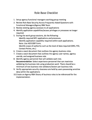 Fillable Online nfc usda Role Base Checklist Security Corner Community ...
