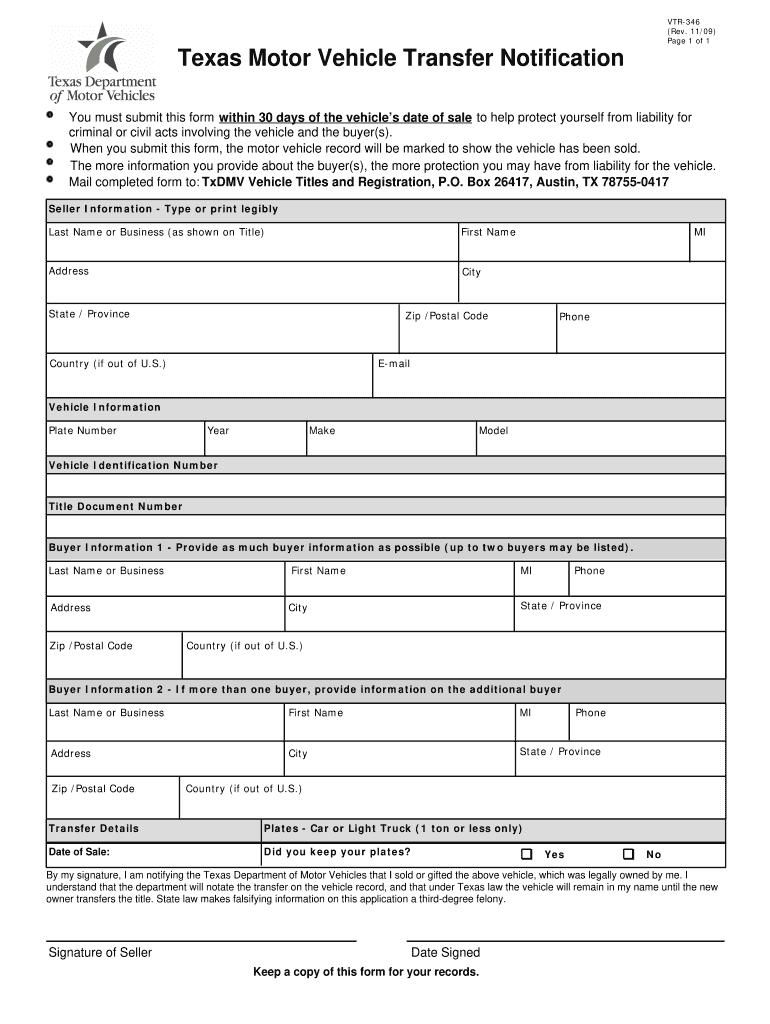 Texas Title Transfer Form Fill Online Printable Fillable Blank 