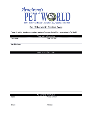 Fillable Online Pet of the Month Contest Form - KABX Fax Email Print ...