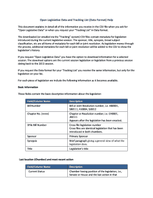 Fillable Online Open Legislative Data and Tracking List Data Format ...