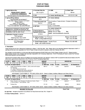 Fillable Online State of texas purchase order - Texas State Library and ...