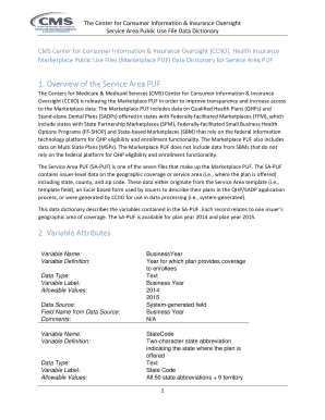 Fillable Online cms CCIIO Plan Management PUF General Information - cms ...