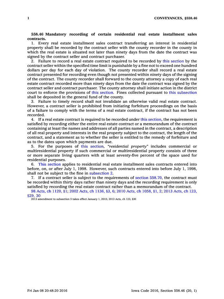 Fillable Online legis iowa 55846 Mandatory recording of certain ...