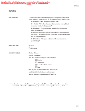 Fillable Online pubs niaaa nih TWEAK is a five-item scale developed ...