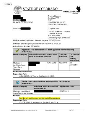 Fillable Online colorado Denial and termination letter examples. Senior ...