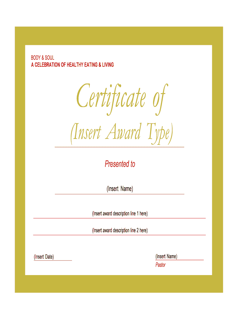 Fillable Online Award Certificate Template Fax Email Print - pdfFiller