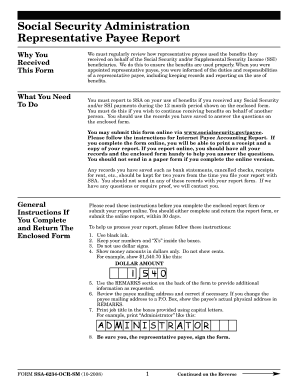 Fillable Online reginfo Social Security Administration Representative Payee Report Why You ...