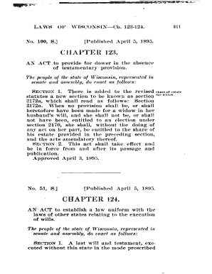 Fillable Online docs legis wisconsin Laws of Wisconsin, 1895 - State of ...