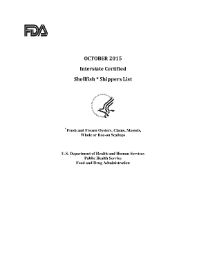 Fillable Online fda OCTOBER 2015 Interstate Certified Shellfish ...