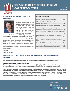 Fillable Online HOUSING CHOICE VOUCHER PROGRAM OWNER NEWSLETTER MESSAGE ...