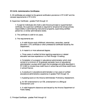 Fillable Online azed R7-2-616 Administrative Certificates A All ...