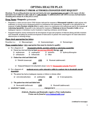 Fillable Online Optima Health Pharmacy Drug Authorization Forms ...