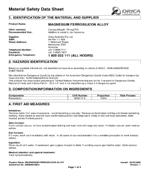 Fillable Online Material Safety Data Sheet - MSDS - Orica Fax Email Print - pdfFiller