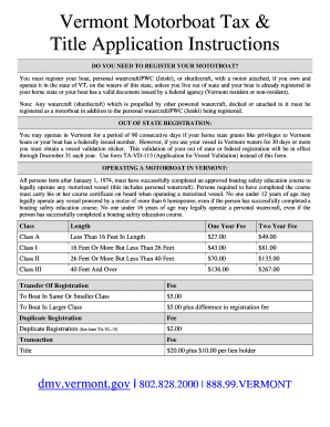 Fillable Online dmv vermont Vermont Motorboat Tax amp Title Application ...