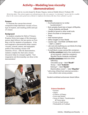 Fillable Online Activity Modeling lava viscosity (demonstration ...