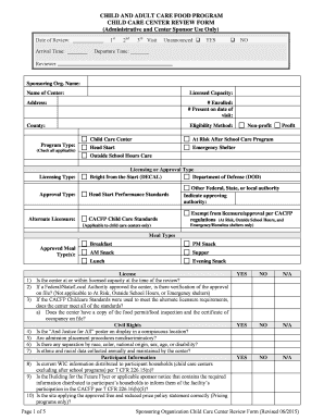 Fillable Online decal ga Child Care Center Review Form - decal ga Fax ...