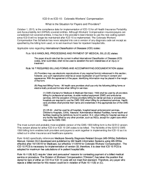 Fillable Online colorado ICD-9 vs ICD-10 Colorado Workers Compensation ...