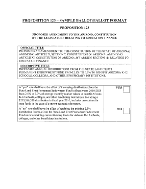 Fillable Online PROPOSITION 123 SAMPLE BALLOT/BALLOT FORMAT Fax Email ...