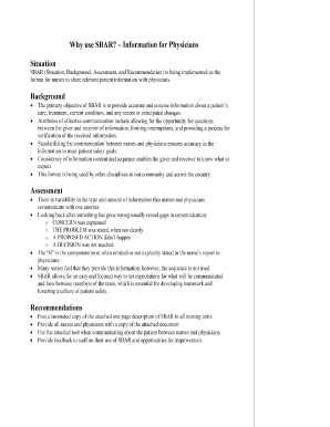 Sbar Form - Fill Online, Printable, Fillable, Blank | pdfFiller