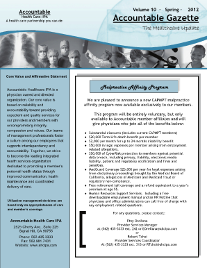 Fillable Online Accountable Gazette - Accountable Health Care IPA Fax ...