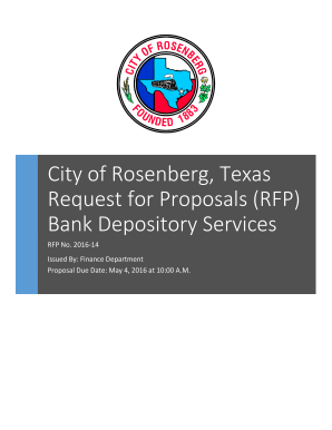 Fillable Online City of Rosenberg Texas Request for Proposals RFP Bank Depository Services Fax ...