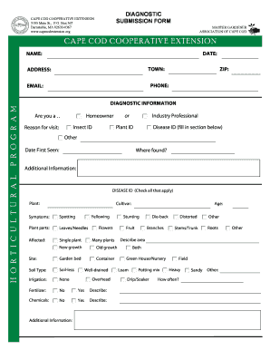 Fillable Online Diagnostic Submission Form - Cape Cod Cooperative ...