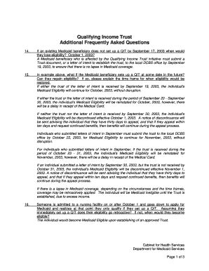 Fillable Online chfs ky Qualifying Income Trust Additional Frequently ...