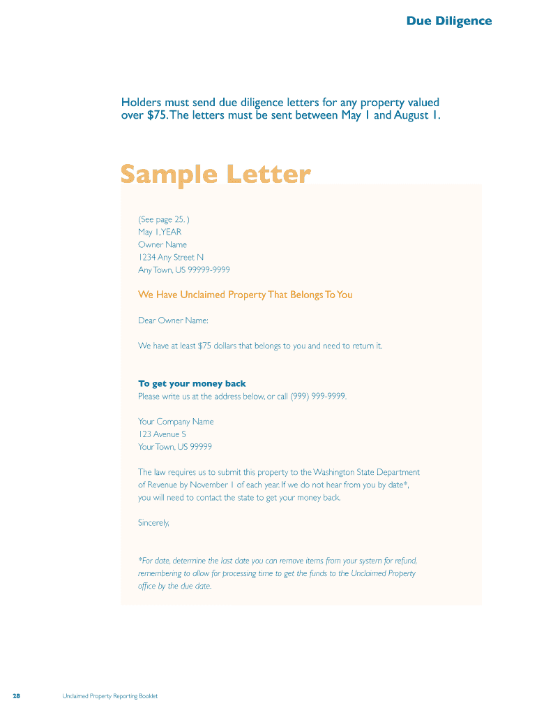 Fillable Online dor wa Diligence letter sample - Washington State ...