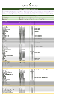 Fillable Online Out of Stock Report 06/10/2016 Fax Email Print - pdfFiller