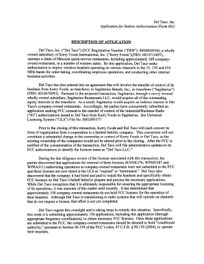 Fillable Online Del Taco Inc Application for Station Authorization Form ...