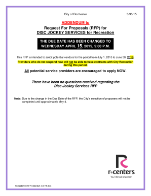 Fillable Online cityofrochester ADDENDUM to Request For Proposals (RFP ...