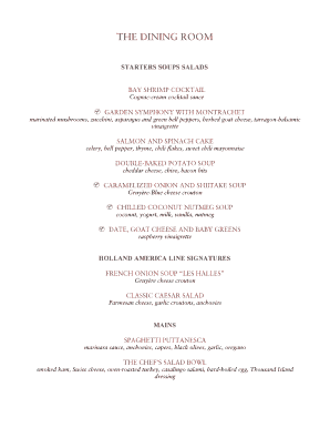 Fillable Online Sample of daily menu - Holland America Line Fax Email ...