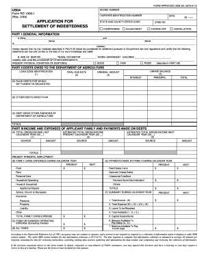 Fillable Online reginfo Application for settlement of indebtedness ...