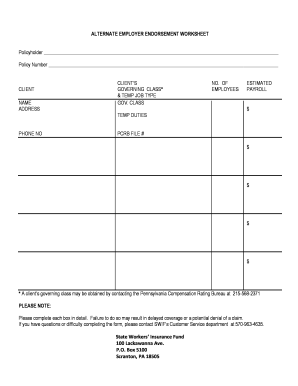 Fillable Online Alternative Employer Endorsement Worksheet Fax Email ...