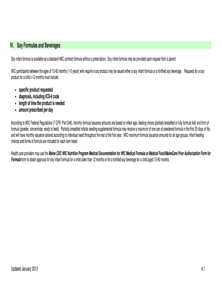 Fillable Online IV Soy Formulas and Beverages Fax Email Print - pdfFiller