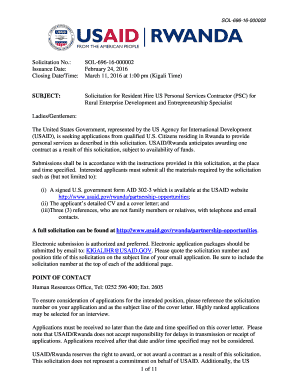 Fillable Online usaid SAMPLE OF A SOLICITATION Fax Email Print - pdfFiller