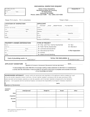 Fillable Online nh Mechanical Inspection Request Form - nh Fax Email ...