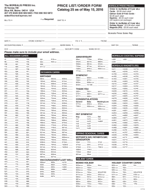 Fillable Online PRICE LIST / ORDER FORM Catalog 25 as of May ...