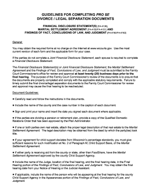 Fillable Online Guidelines for completing pro se divorce legal ...