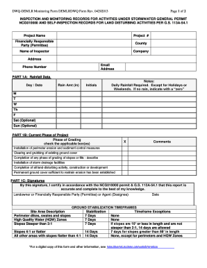Fillable Online raleighnc DWQ-DEMLR Monitoring Form DEMLRDWQ Form Rev ...
