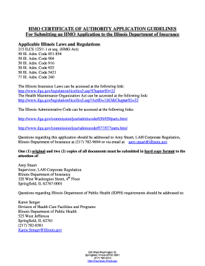 Fillable Online insurance illinois HMO CERTIFICATE OF AUTHORITY ...