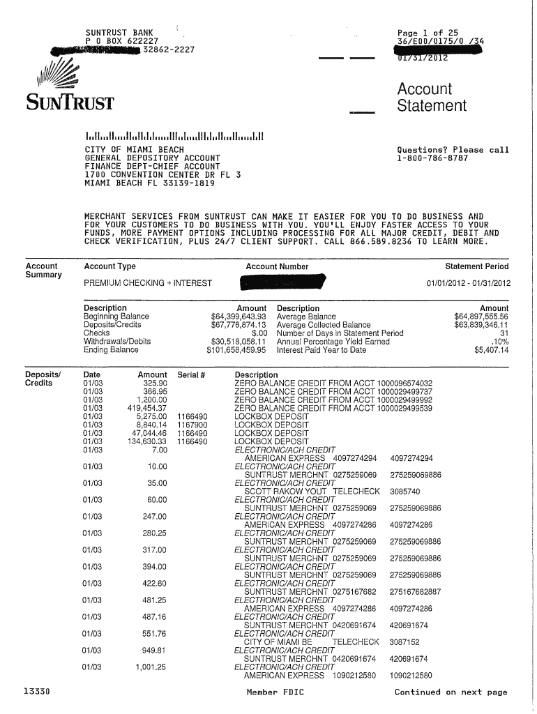 Suntrust Bank Statement Fill Out Sign Online DocHub